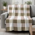 Brown Plaid Throw Blanket for Couch,Soft Lightweight Flannel Fleece ...