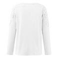 Womens Long Sleeve Tops Crewneck Lace Hollow Out Trendy Blouse Solid