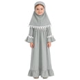 Girls Clothes Muslim Prayer Abaya Dress with Hijab Worship Outfit Set ...