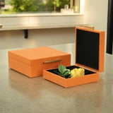 Contemporary Home Living Faux Shagreen Storage Box Set - 10.5" - Orange ...