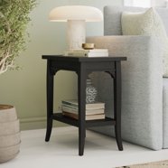 Ulma Walnut Wood Corner Accent Side Table Plant Stand with Storage ...