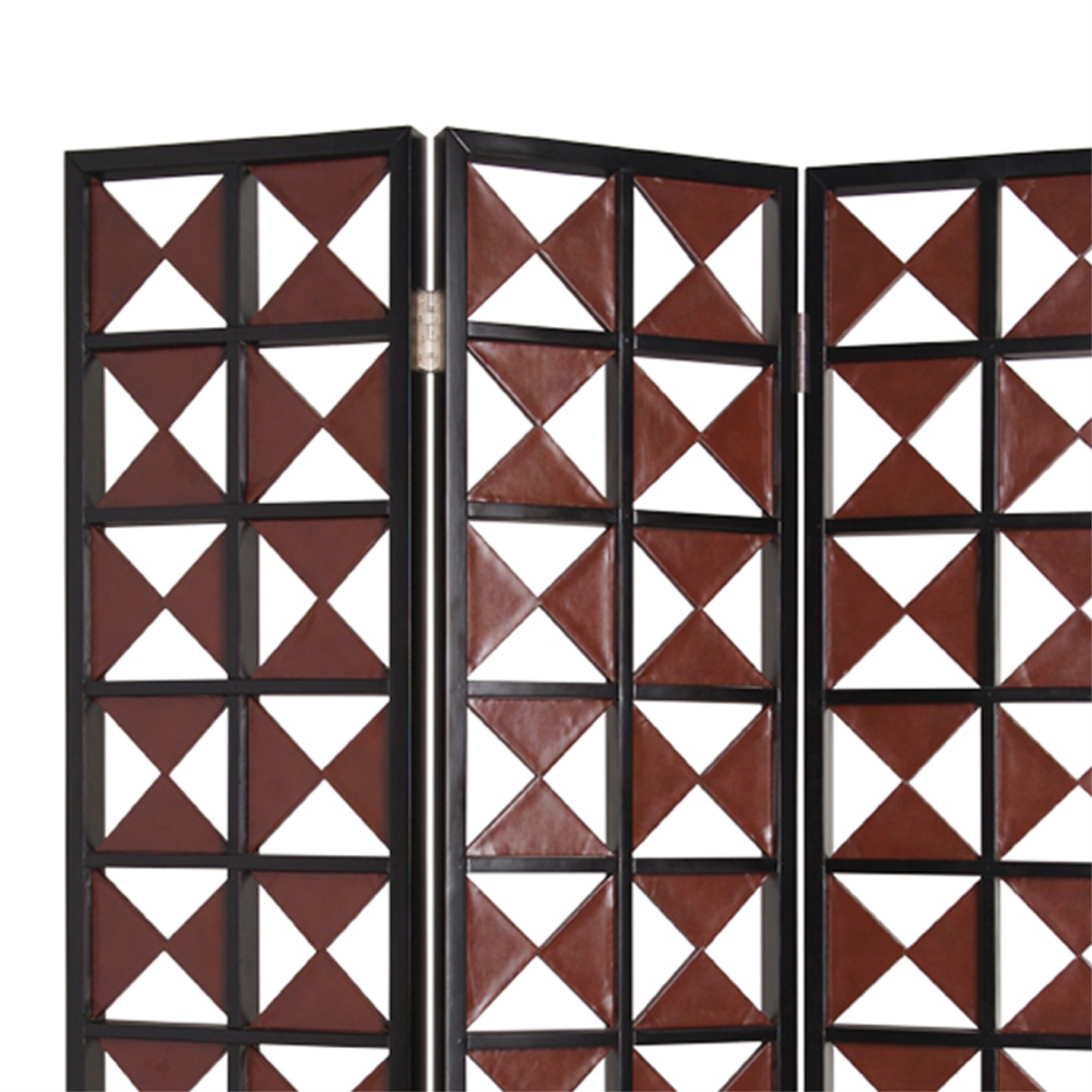3 Panel Room Divider with Symmetric Triangle Cutout Pattern, Large ...