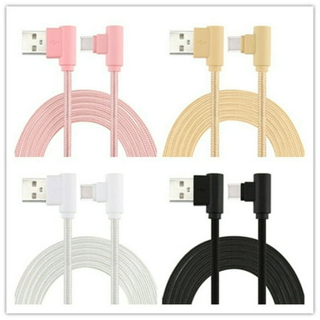 Braid USB Nylon Charging Cable L Shape Line for Type-c Android Xiaomi ...