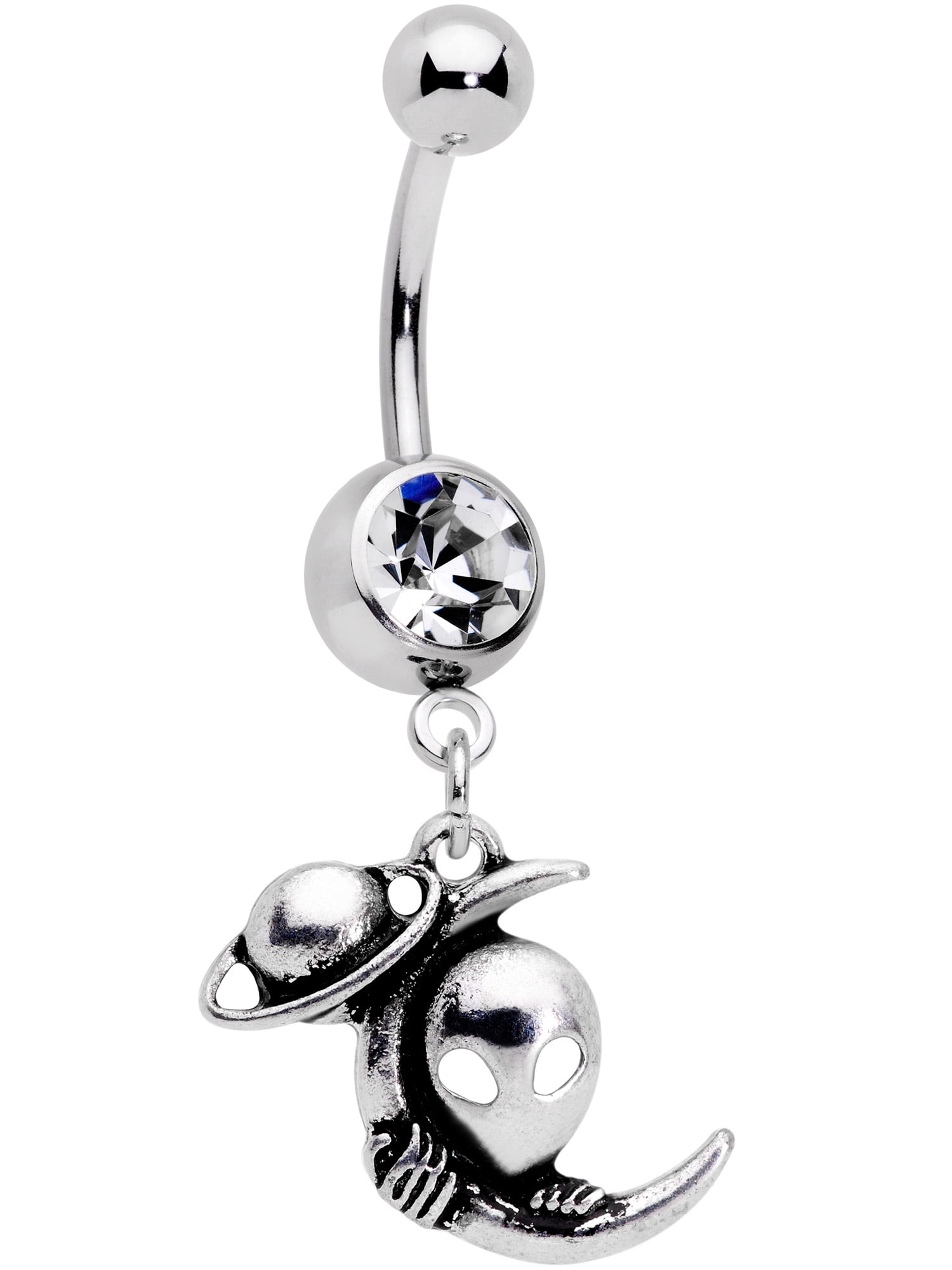 Body Candy 14g Womens 316l Steel Navel Ring Piercing Clear Accent Ufo