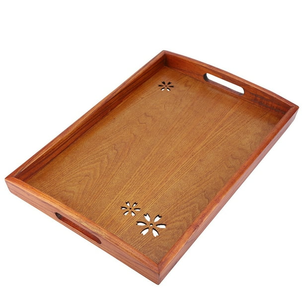 VIFERR Wooden Tea Tray Light Rectangular Solid Wood Cherry Blossom Tea ...