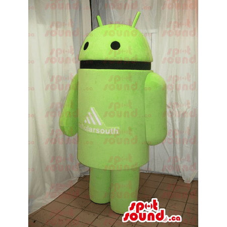 Green Android Technology Brand Name SPOTSOUND Mascot With Logo ...