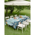 60x84 Inch Outdoor Tablecloth with Umbrella Hole Zipper Rectangle Aqua ...