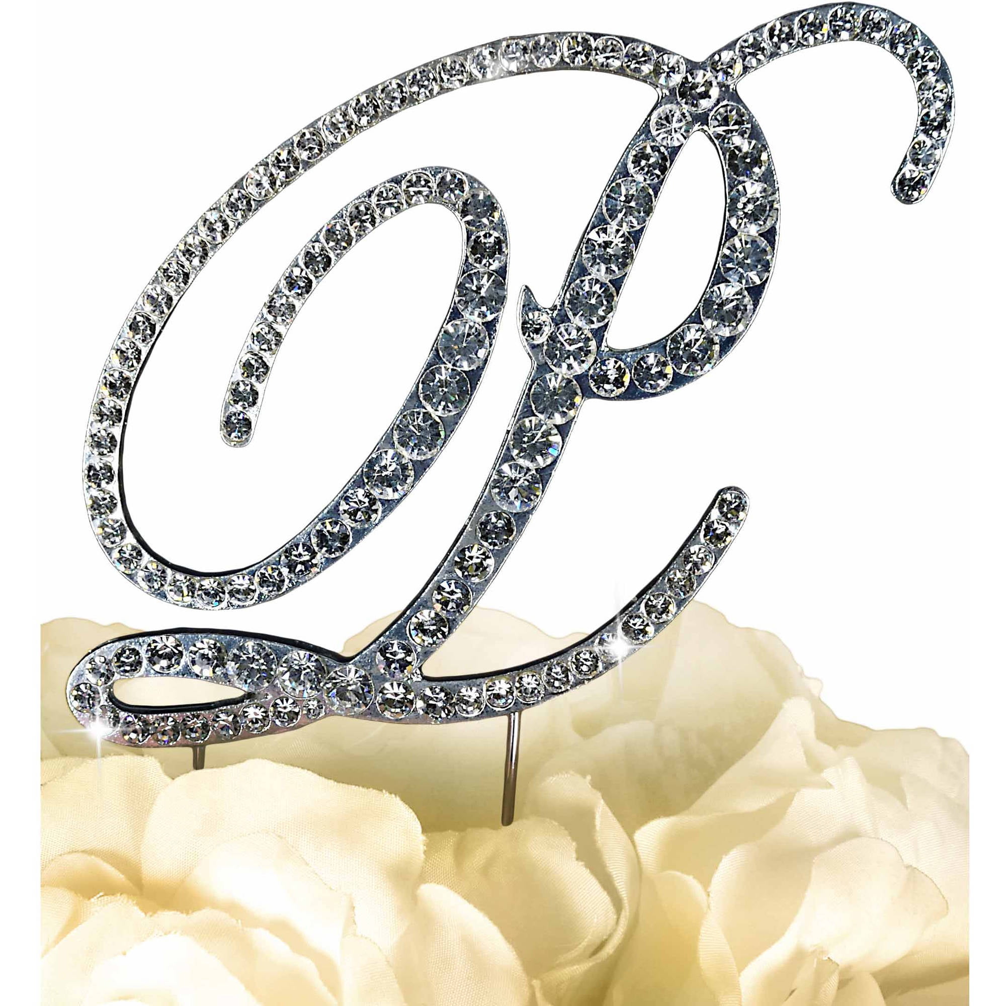 Unik Occasions Victorian Rhinestone Wedding Cake Topper, Silver ...