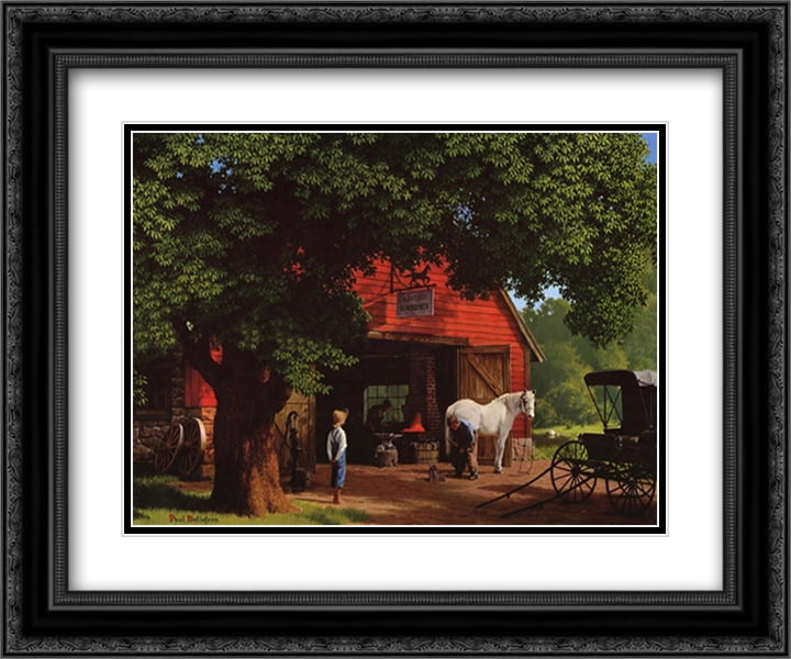 Horse and Buggy Days 2x Matted 24x20 Black Ornate Framed Art Print by ...