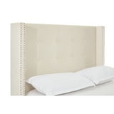 GDF Studio Aubrey Velvet Wingback Bed, Ivory + Queen - Walmart.com