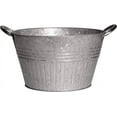 Headwind Round Galvanized Metal Planter Tub, Container Gardening Flower ...