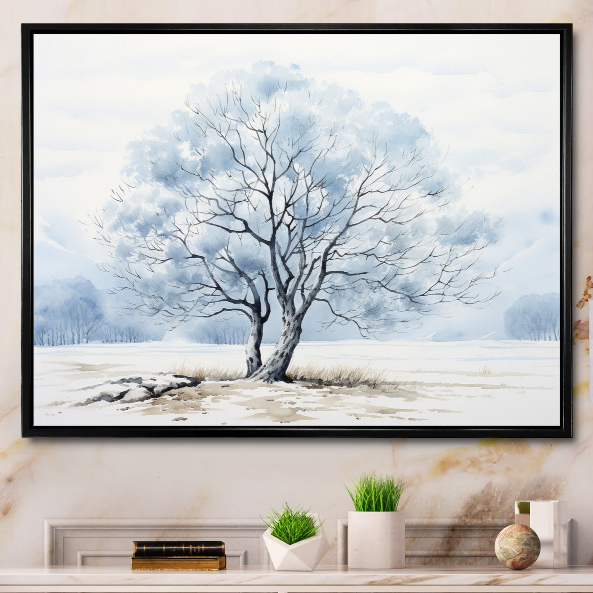 Click here for Designart Tree Monochrome Framed Wall Art Decor  T... prices