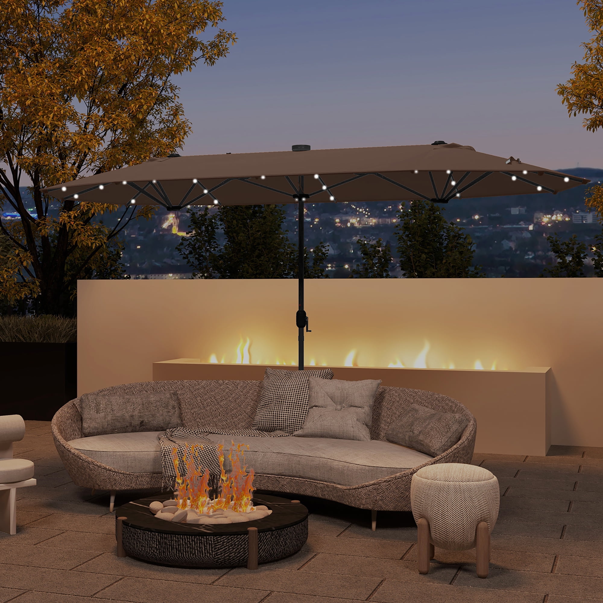 Click here for Gymax 13ft Double-Sided Patio Umbrella W/ Solar Li... prices