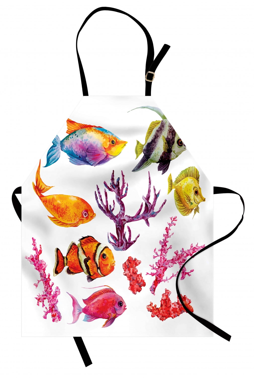 Ocean Apron Illustration of Tropical Fish Seaweed Coral Algae and ...