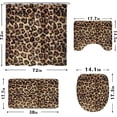 4 PCS Leopard Print Shower Curtain Set 72Wx72H,Toilet Lid Cover,Non ...