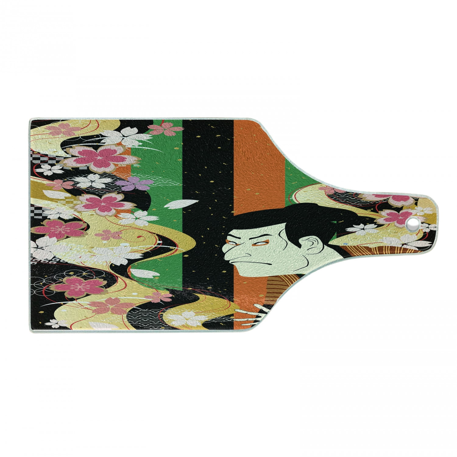 Kabuki Cutting Board, Colorful Vertical Stripes and Fresh Spring Sakura ...