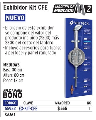 Tablero exhibidor de Kit CFE, Volteck Volteck EX-KIT-CFE | Bodega ...