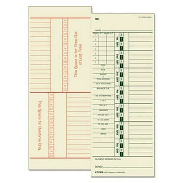 TOPS, TOP1261, 1-Sided Weekly Time Cards, 500 / Box, Manila - Walmart.com
