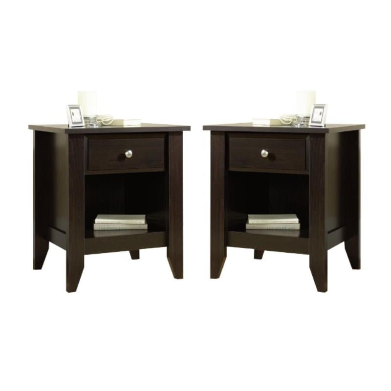 Home Square Creek Nightstand in Jamocha Wood Finish - Set of 2 ...