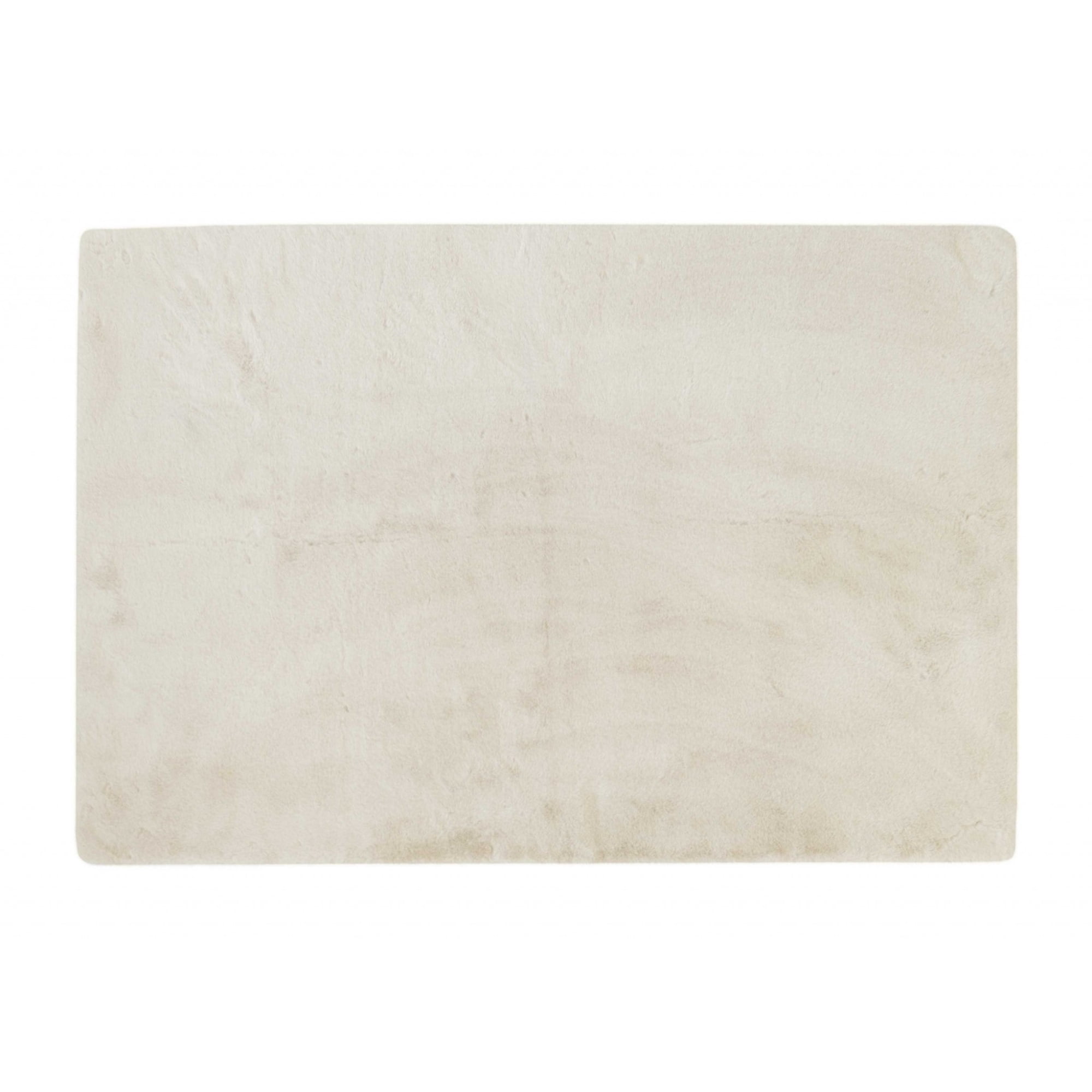 Luxe Faux Rabbit Fur Rectangular Rug 5' x 8' - Ivory - Walmart.com