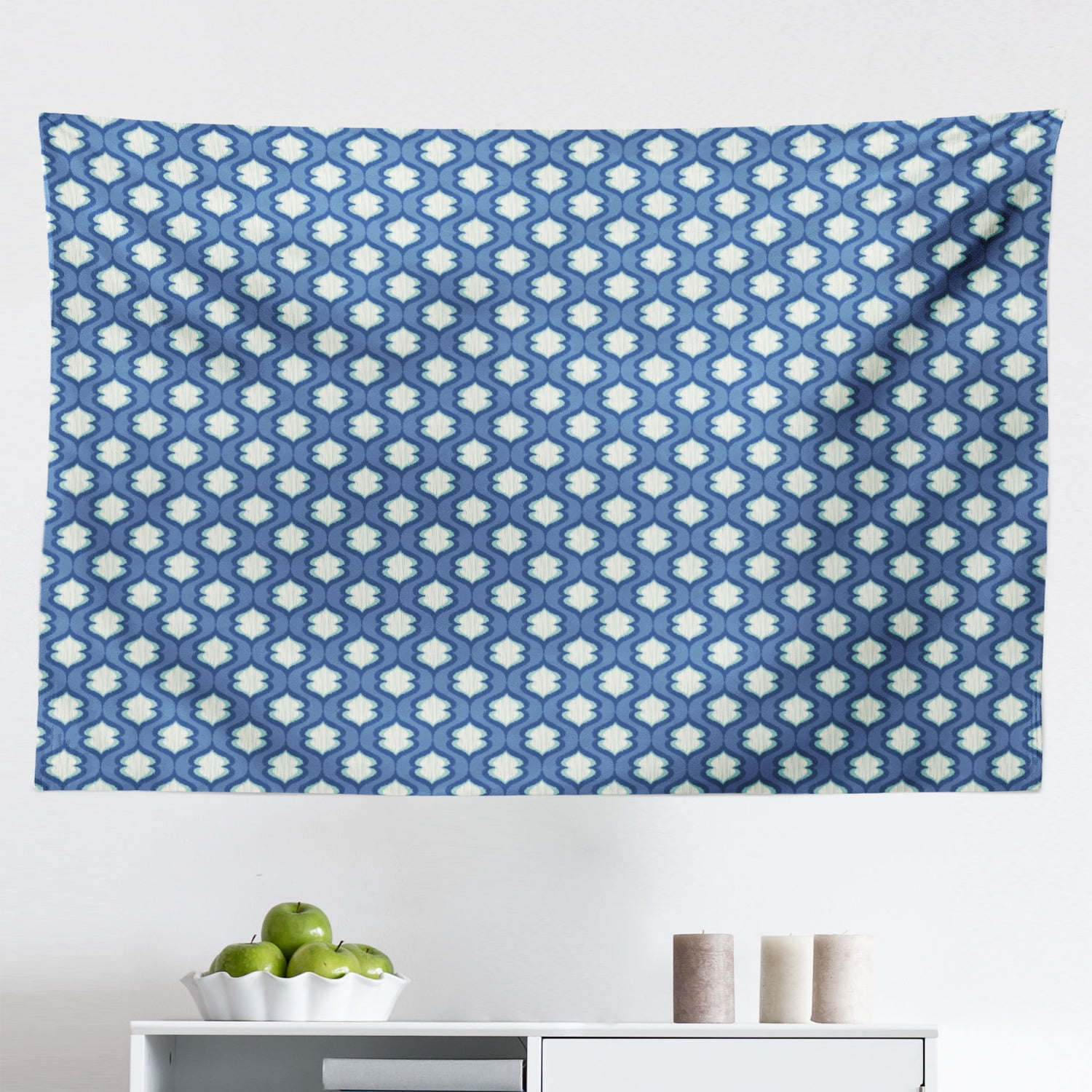 Geometric Tapestry, Sketch Look Symmetric Print with Lines Triangles ...