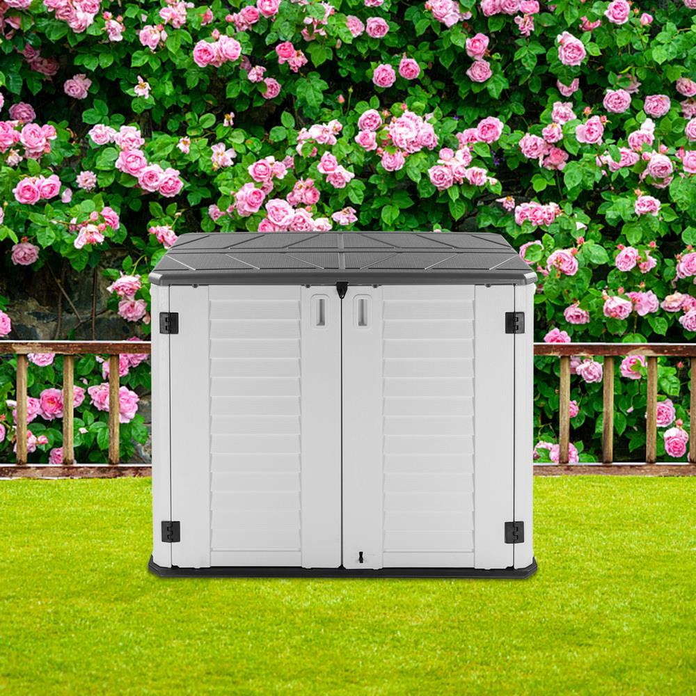 Ktaxon Storage Deck Box Courtyard Storage Box HDPE Plastic White 250 Ktaxon Storage Deck Box Courtyard Storage Box HDPE Plastic White 250