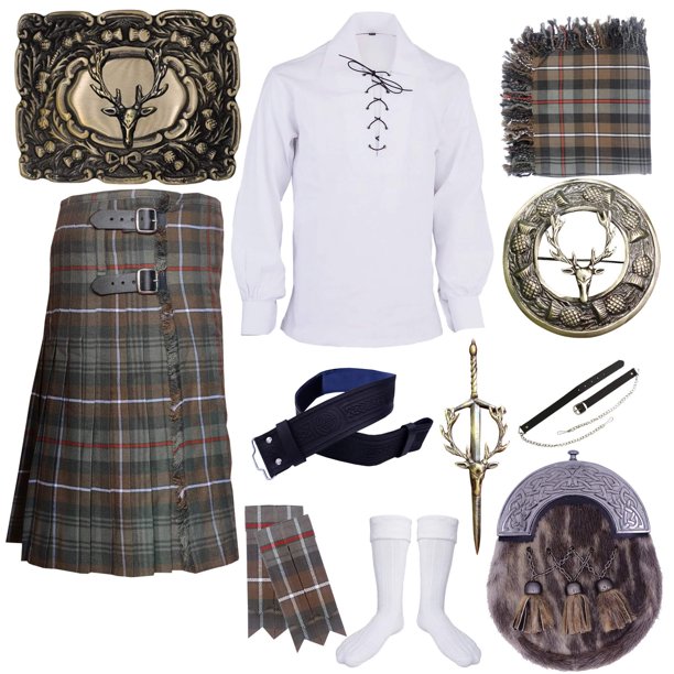 Weathered Mackenzie Kilts Outfit Stag Head 10pc Set - Walmart.ca