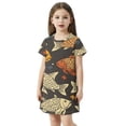 BZSMCE Short Sleeve dress Dress Casual Cotton Dresses-Retro Koi Fish ...