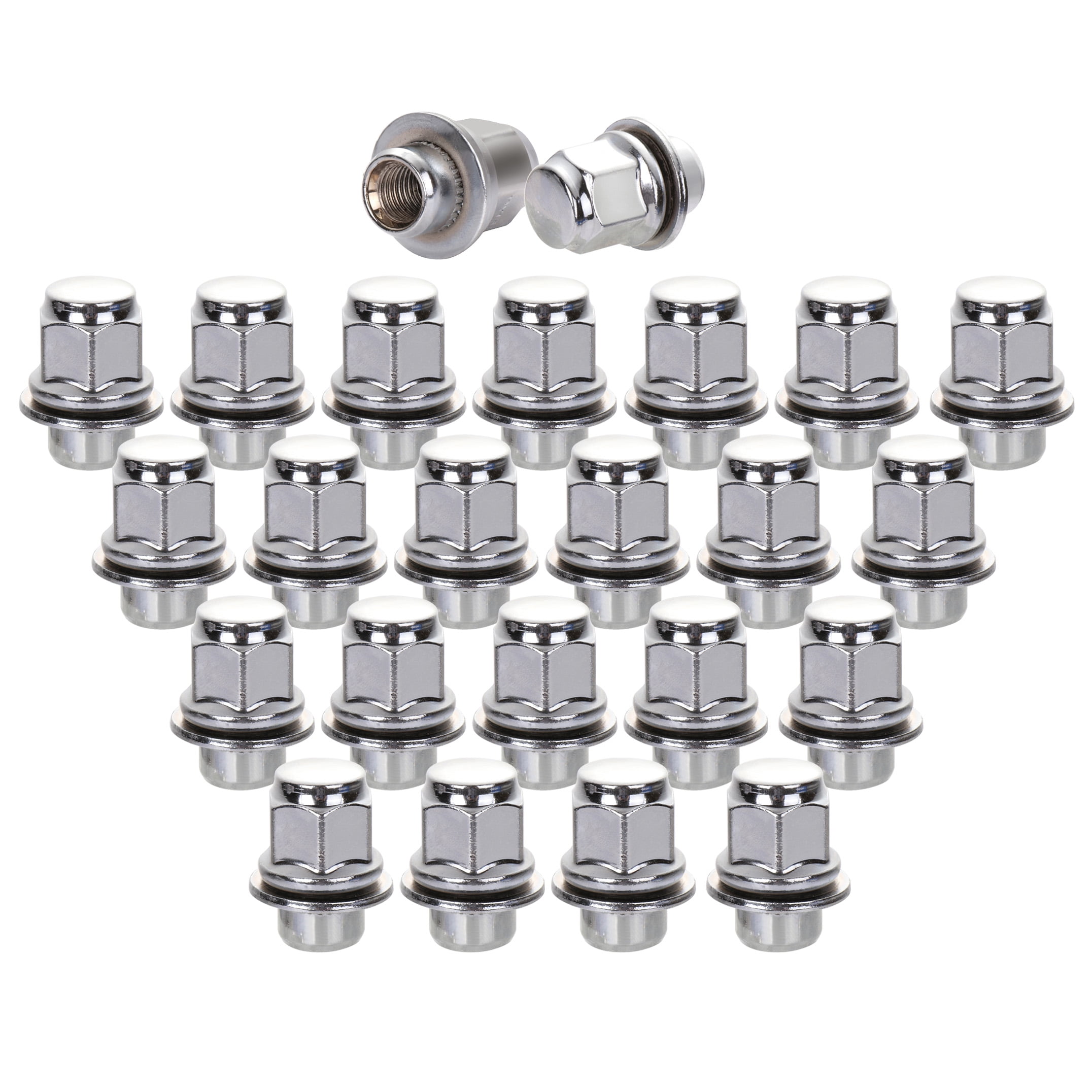 cciyu Set of 24 Silver Spline Chrome Wheel lug Nuts with Washer 13/16 ...