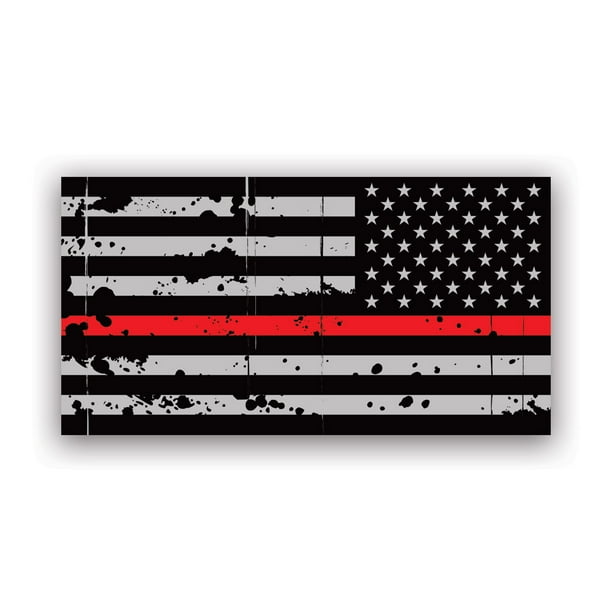 Reverse Distressed Thin Red Line Subdued American Flag Sticker Decal - Self Adhesive Vinyl ...