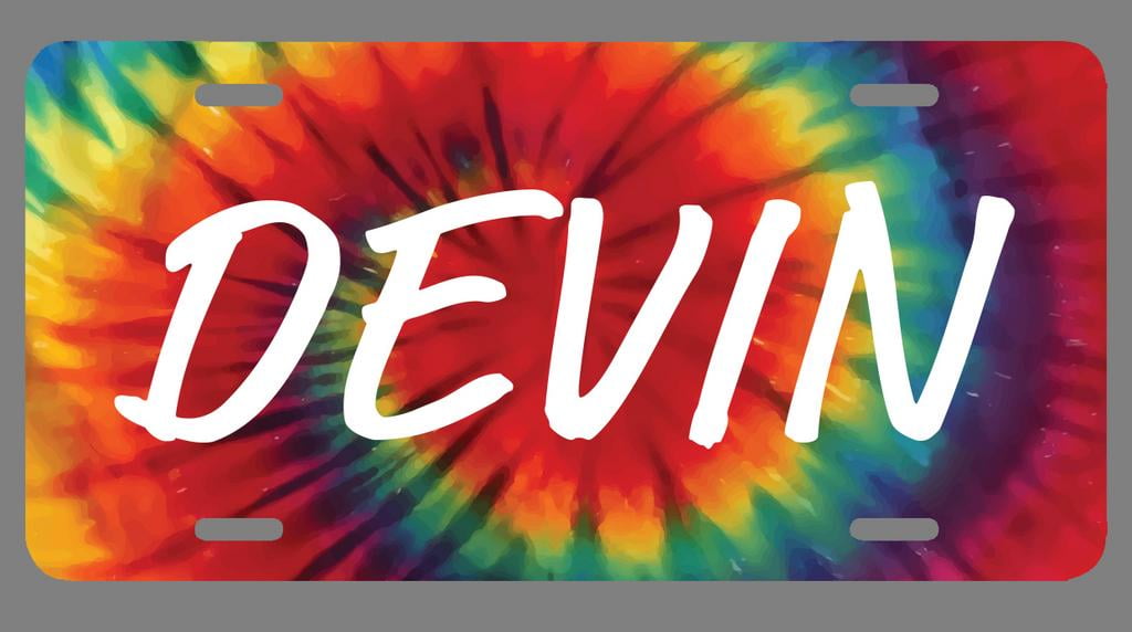 Devin Name Tie Dye Style License Plate Tag Vanity Novelty Metal | UV ...