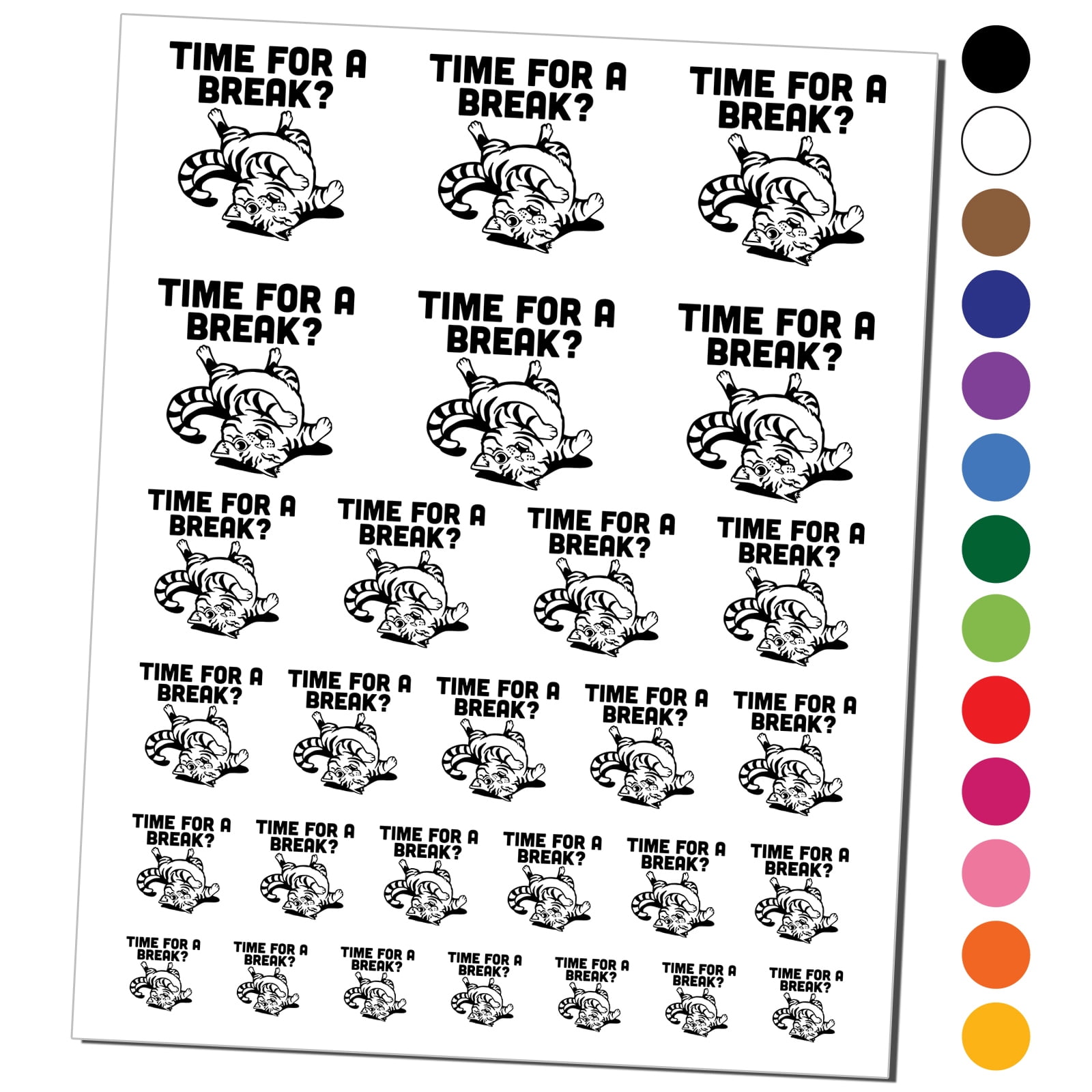 Playful Cat Time for a Break Nap Water Resistant Temporary Tattoo Set ...