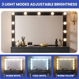 ModFusion Modern Vanity Table with Tri-Fold Mirror, 11 LED Bulbs, 4 ...