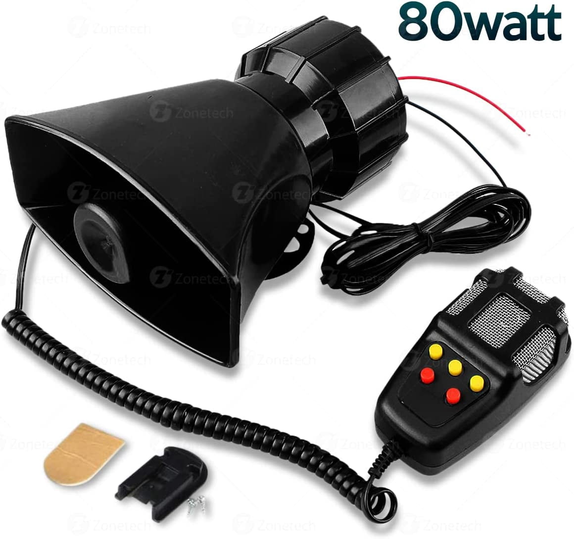 Zone Tech 80W Emergency Sounds Electric Horn-Hooter/Fire Alarm ...