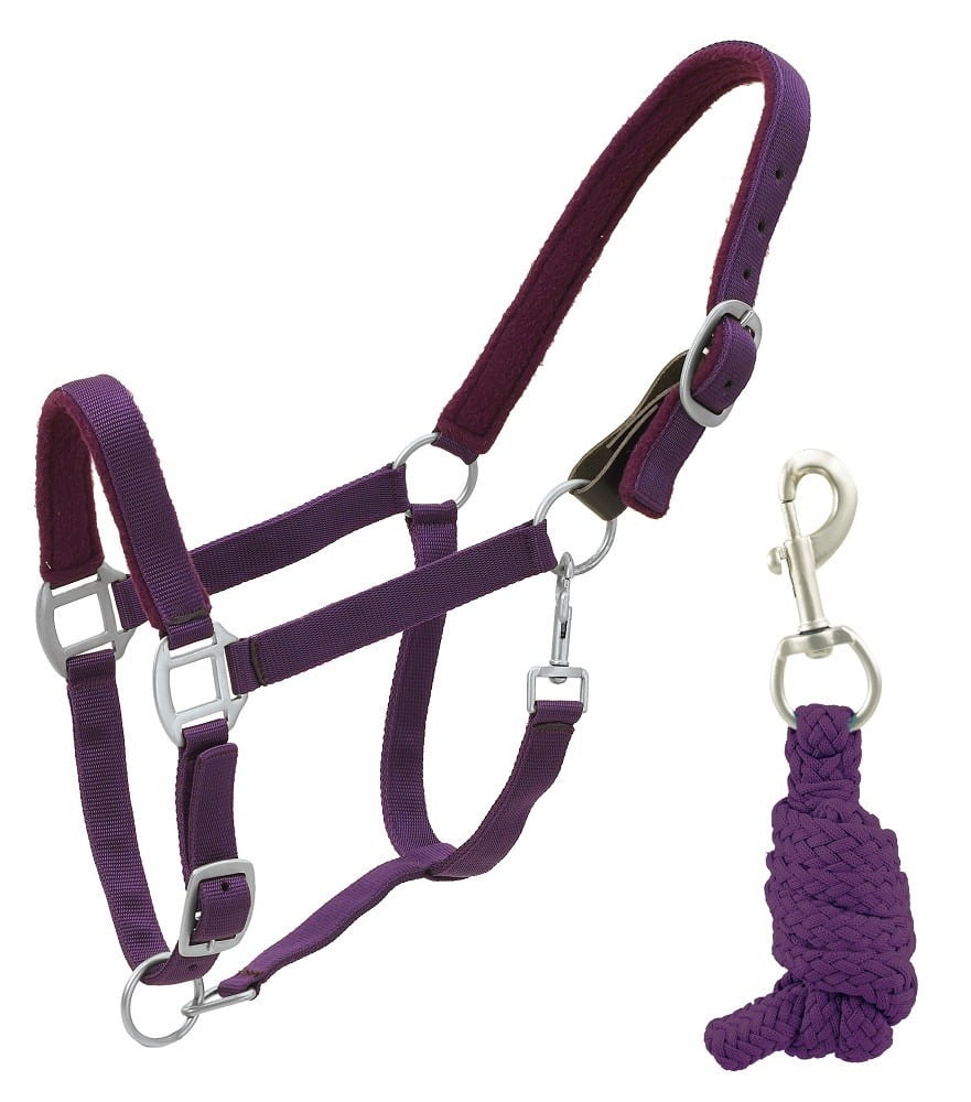 Centaur® Plaid Fleece Breakaway Halter with Lead (Purple, Cob ...