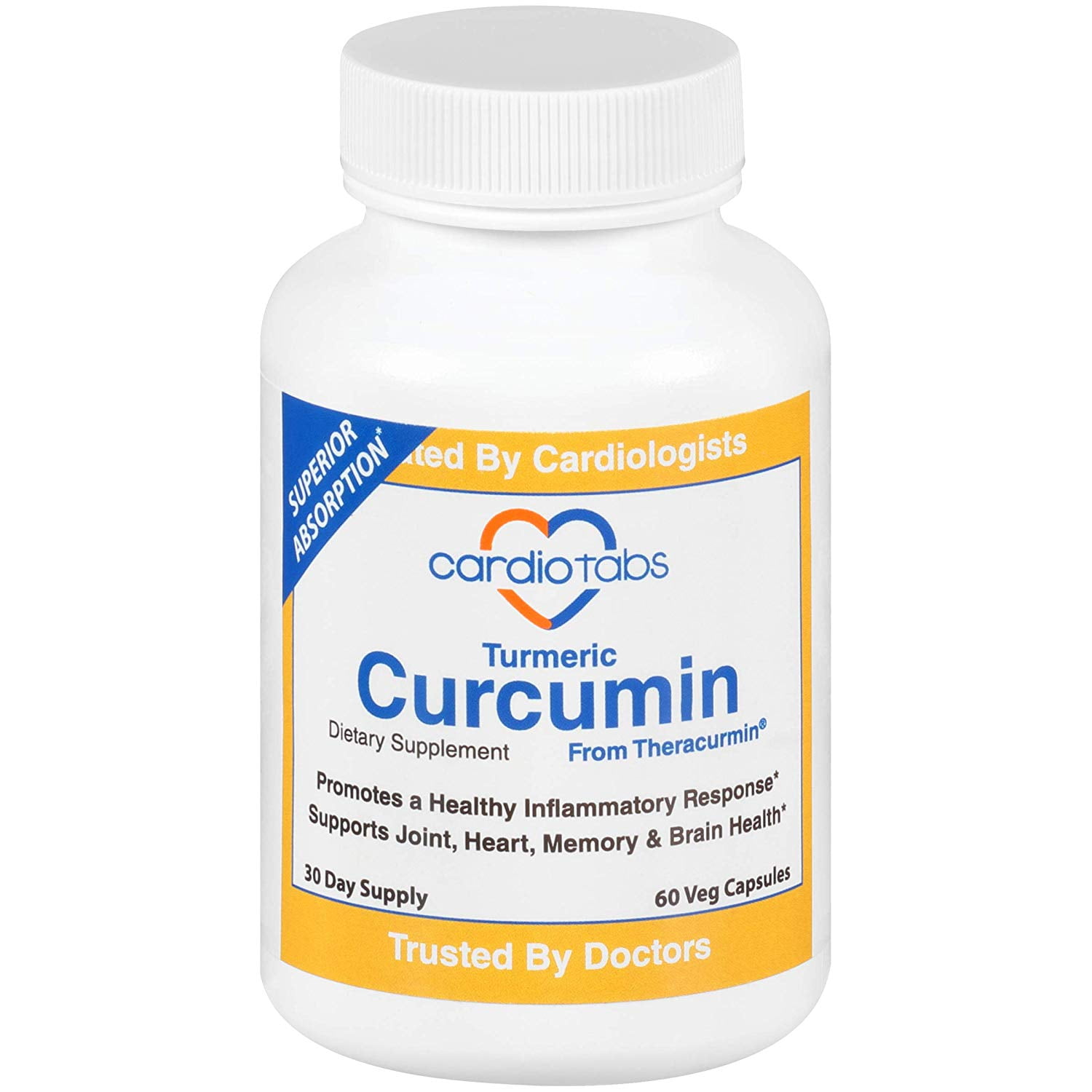 Cardiotabs Curcumin made with THERACURMIN - 600 mg - 30 Day Supply ...