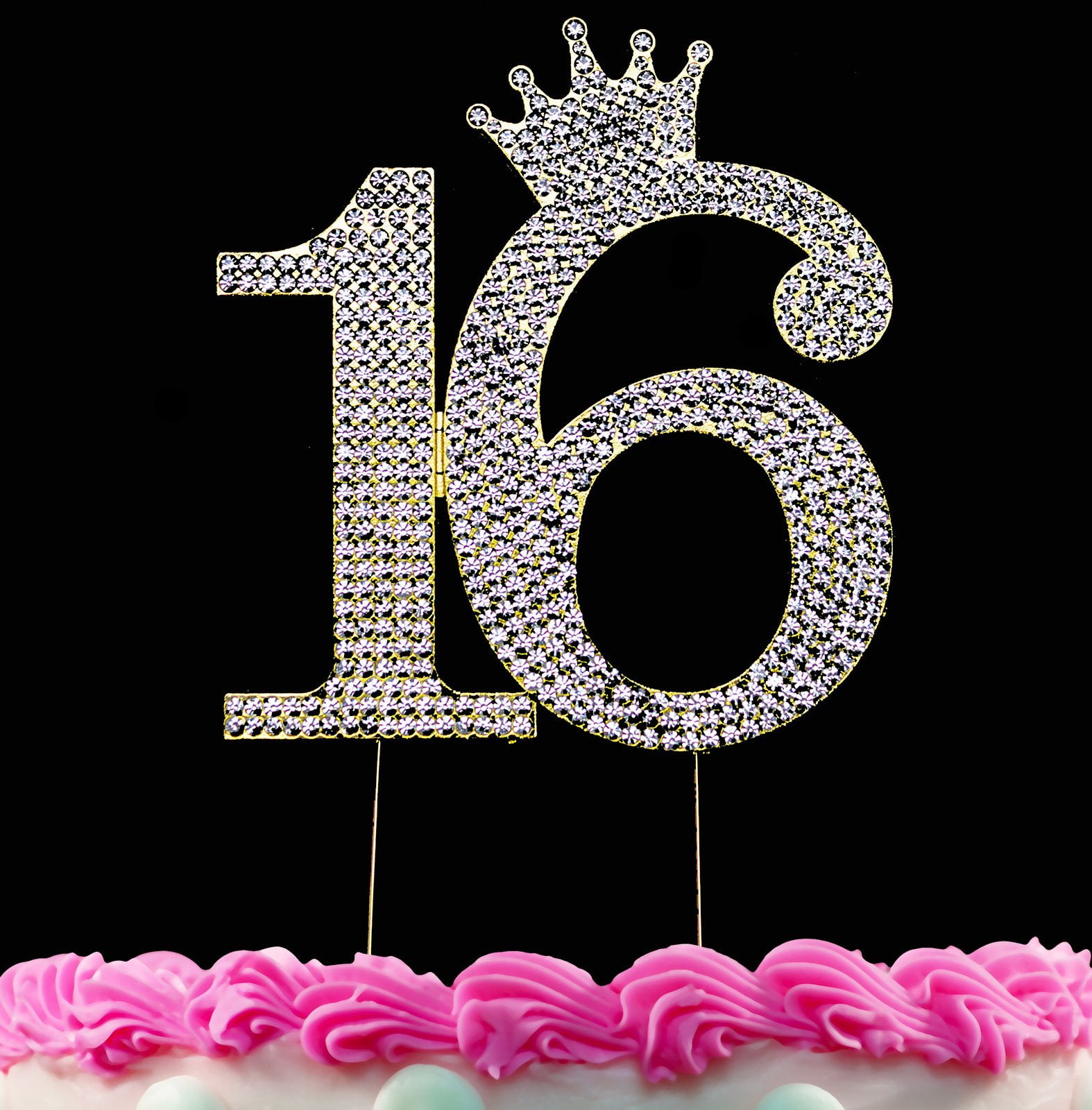 16th Birthday Cake Toppers Sweet 16 Cake Topper Gold Princess Crown ...