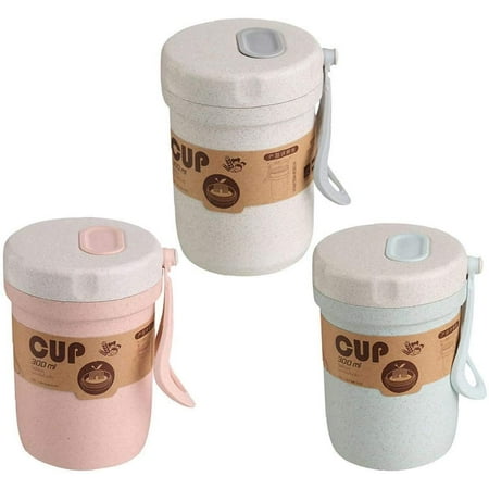 Straw soup cup soup box round food container, leak-proof microwave can ...