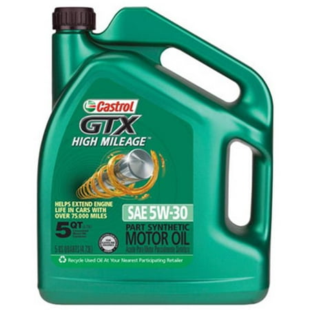 BP Lubricants 03102 5 Quart, Castrol 5W30 GTX High Mileage Motor Oil ...