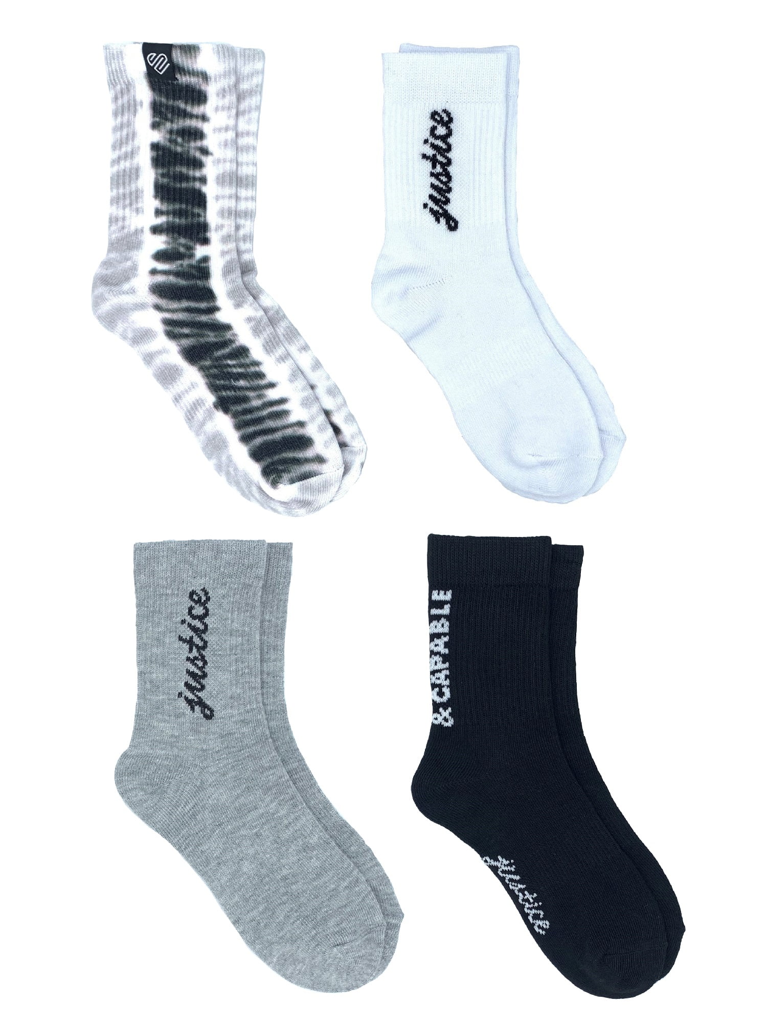 Justice Girls Crew Socks, 4-Pack, Sizes M-L - Walmart.com