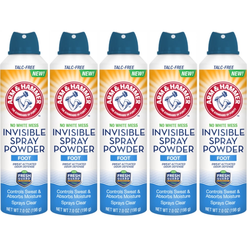 5 Pack Arm & Hammer No White Mess Invisible Spray Foot Powder, 7 Ounces ...