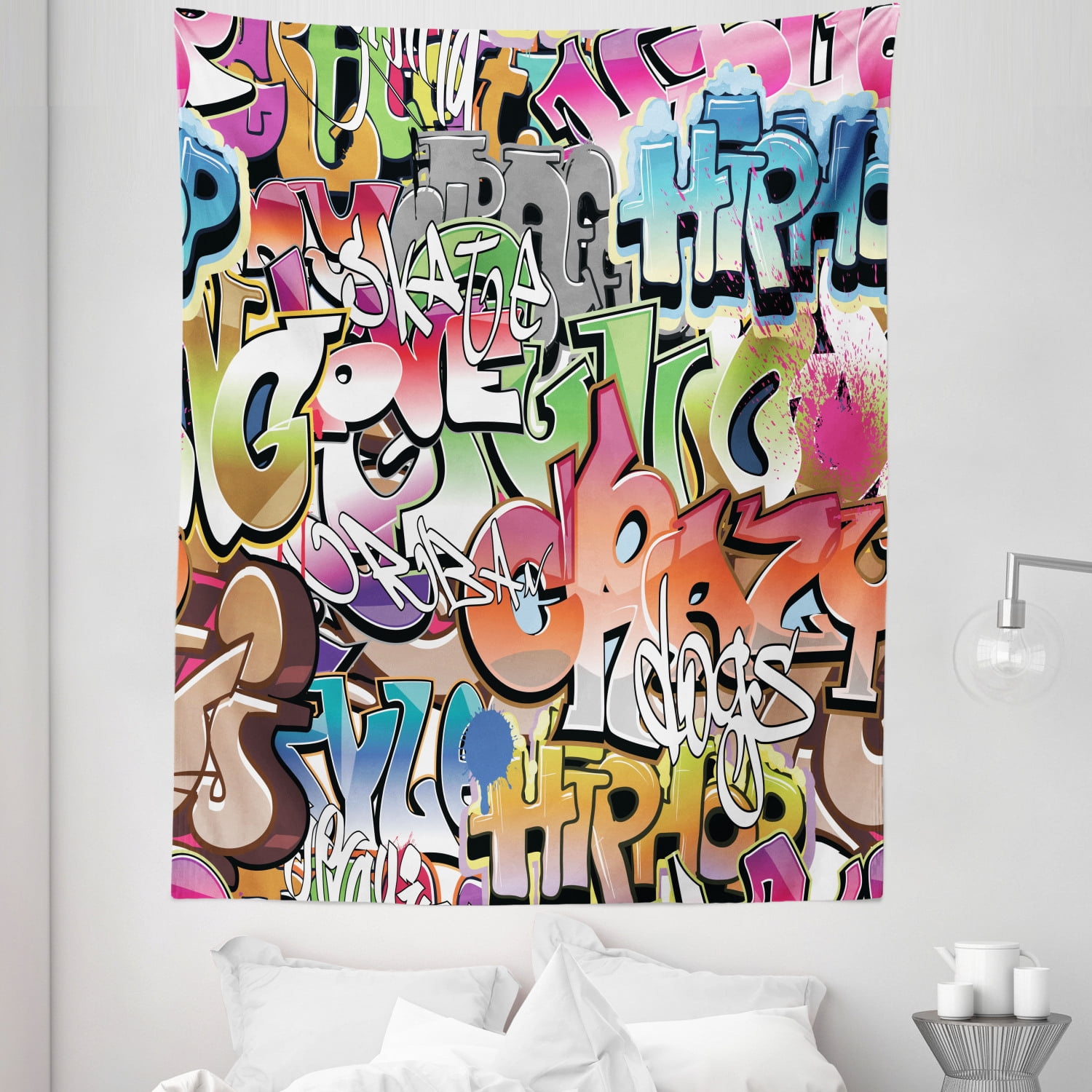 Urban Graffiti Tapestry, Blockbuster Style Graffiti Sprayed Overlapping ...