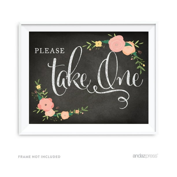 Please Take One Chalkboard & Floral Roses Wedding Party Signs - Walmart ...