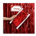 1pcs Red Metallic Tinsel Foil Fringe Curtains 3 28ft X 6 56ft Backdrop