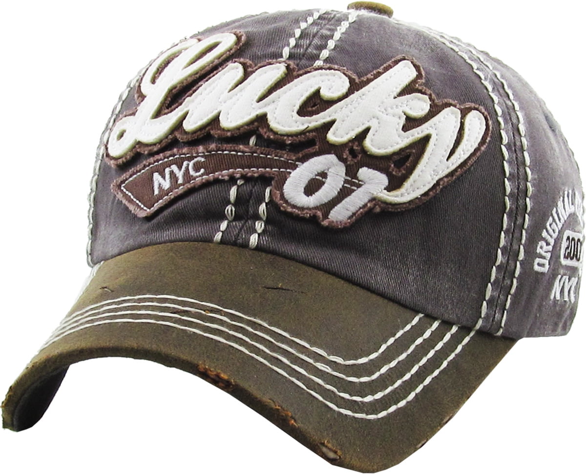 Vintage Distressed Hat Baseball Cap - LUCKY - Walmart.com