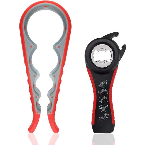 Bottle Opener 5 in 1 Multi Function Jar Opener kit with Silicone Handle ...