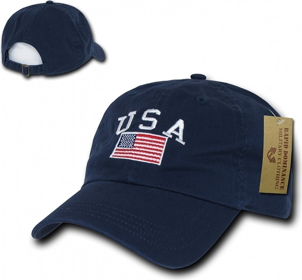 RapDom USA Flag Graphic Relaxed Mens Cap [Navy Blue - Adjustable ...