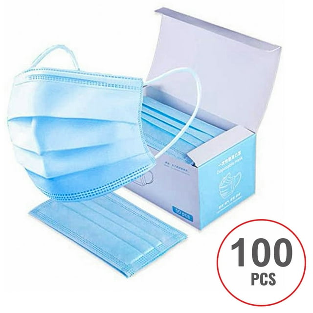 100 PCS Protective Adult Disposable Face Mask, 3-PLY Earloop, Non ...