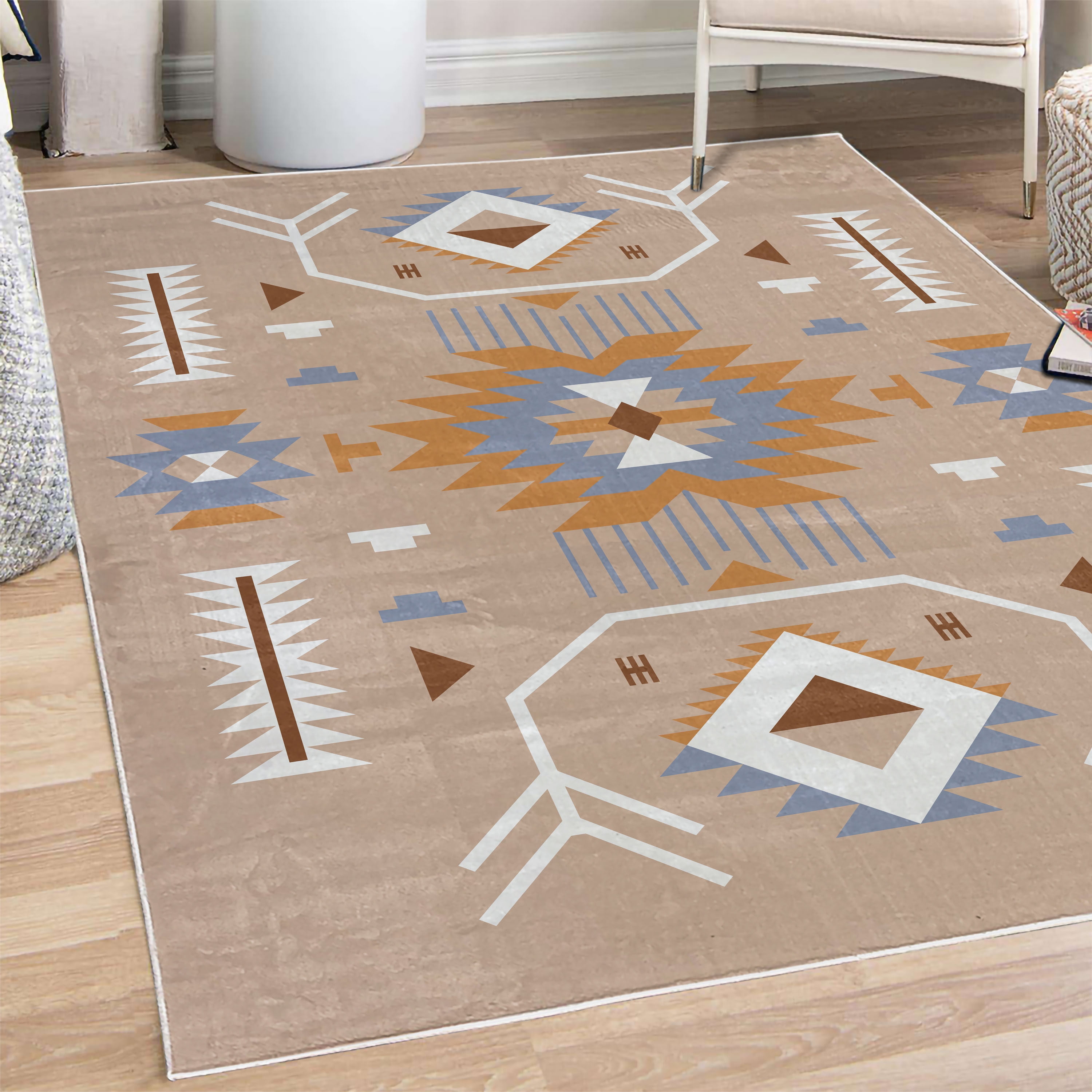 Southwestern Decorative Rug, Ethnic Illustration of a Zigzags Design ...