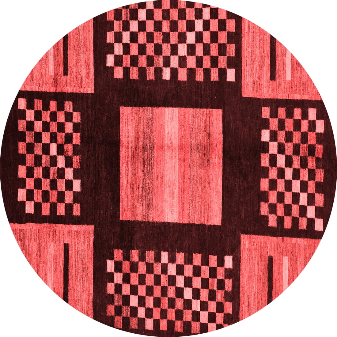 Ahgly Company Indoor Round Abstract Red Modern Area Rugs, 6' Round ...